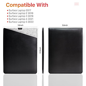 WALNEW 13.5" Sleeve for 13.5 Inch Microsoft Surface Laptop 5/4/3/2/1(2022/2021/2019/2018/2017 Released) Protective Soft Sleeve Case Cover Bag with Safe Interior and Exterior Mouse Pad, Black