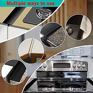 Silicone Kitchen Stove Gap Covers, Kitchen Counter Gap Anti-Slip Non-Tacky Filler Seals Spills Between Counter, Stovetop, Oven, Washer, heat-resistant，Set of 2 (21 Inches, Black) by liboyixi