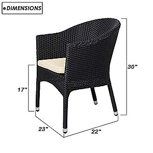 LUCKYERMORE Patio Dining Chairs All Weather Outdoor Garden Lawn Wicker Chair with Soft Cushion, Black