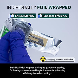 200PCs Dental Grade #22 Stainless Steel Sterile Surgical Blades by VASTMED | Individually Wrapped High Stainless Steel Dermablade Surgical Blade