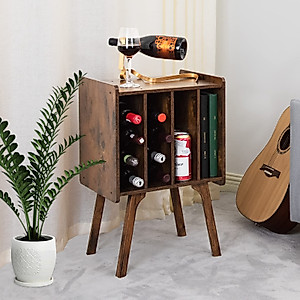 LELELINKY Record Player Stand,Vinyl Record Storage Table with 4 Cabinet Up to 100 Albums,Mid-Century Turntable Stand with Wood Legs,Brown Vinyl Holder Display Shelf for Bedroom Living Room (Patented)