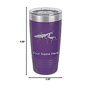 LaserGram 20oz Vacuum Insulated Tumbler Mug, Praying Mantis, Personalized Engraving Included (Dark Purple)