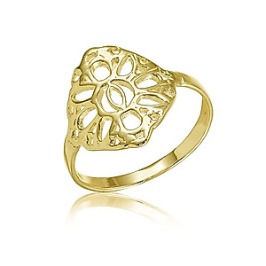 Hoops & Loops Yellow Gold Flashed Sterling Silver Filigree Celtic Sun Ring, Size 8