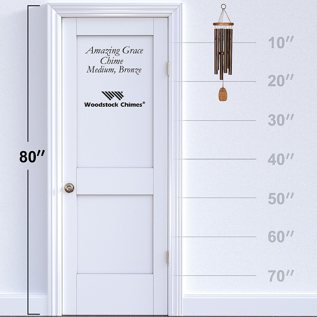 Woodstock Wind Chimes Amazing Grace Chime Medium (24'') Bronze Wind Chime Inspirational and Memorial Gifts Wind Chimes for Outside Patio Home or Garden Decor Christmas Gifts (AGMBR)