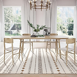 RELEANY Area Rug 8x10 Washable Rugs for Living Room Rug Non-Slip, Soft Moroccan Geometric Farmhouse Low Pile Design Printed Carpet for Dining Room Bedroom Office Home Decor Brown