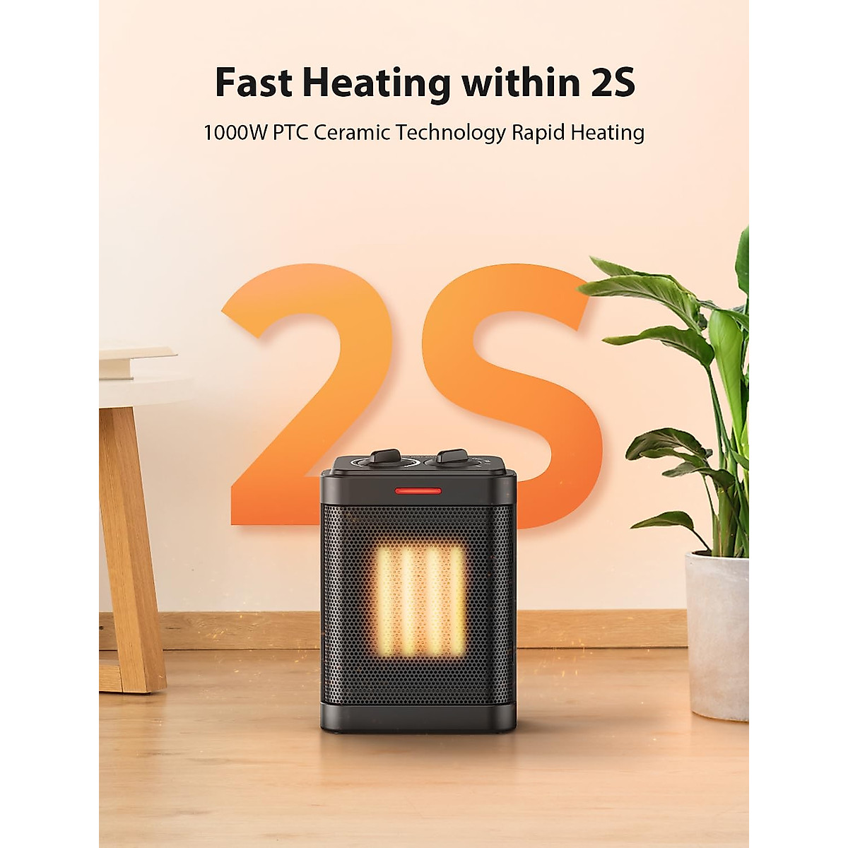 1000W/700W Space Heater, Small Ceramic Space Heater with Thermostat, Mini Portable Electric Heater with Fast Safety Heat, Multiple Protection for Home Office Desk