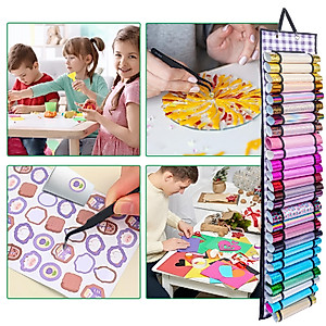 Amremsu Vinyl Roll Rack Vinyl Storage Organizer, 44 Compartment Vinyl Roll Holder with 18 Mesh Bag Storage Wall Mounted/Door Mounted Vinyl Roll Storage,Cricut Vinyl Storage, Vinyl Storage Racks