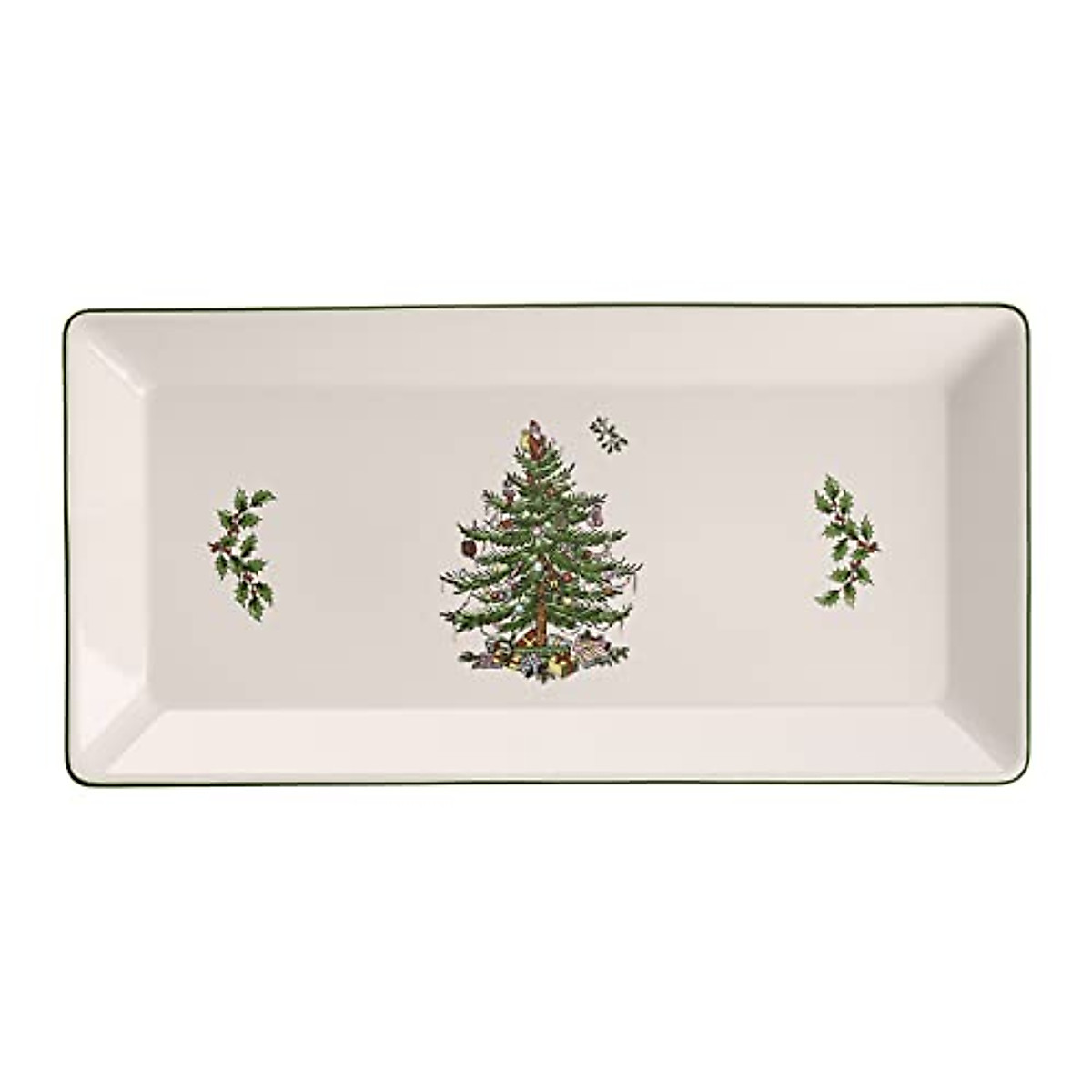 Spode - Christmas Tree Collection - Gold Rectangular Tray - Measured at 14" - Dishwasher. Microwave, and Freezer Safe