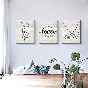 Kercan Canvas Wall Art Decor for Bedroom Living Room, Love and Hand in Hand Canvas Prints Artwork Home Decoration, Stretched and Framed Ready to Hang (12X16 Inch,Beige)