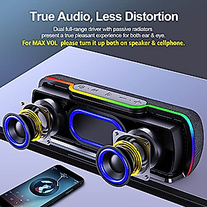 ZEALOT Portable Bluetooth Speaker, Outdoor Speaker, Wireless Speaker with Subwoofer 20W, Dual Pairing, Loud Stereo Bass, Waterproof IPX5, Dual Driver/USB/TF/AUX, Long Playtime, Home/Outdoor/Gym–Black