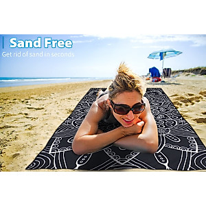 Microfiber Sand Free Beach Towel-Quick Dry Super Absorbent Lightweight Oversized Large Towels Blanket for Travel Pool Swimming Bath Girl Women Men Geometric Triangle Black Mandala