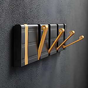 Aluminium Folding Hideaway Coat Hooks, Modern Wall Floating Coat Hook Rack Space-Saving Coat Hanger for Coats, Hats, Scarves, Key (Gold)