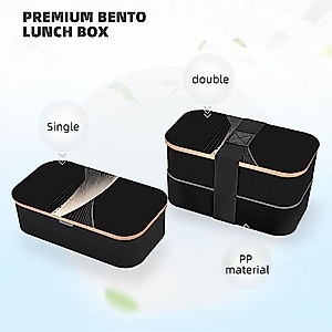 Abstract Curves Adult Lunch Box, Bento Box, With Cutlery Set Of 3, 2 Compartments, Rectangular, Lunch Box For Adults