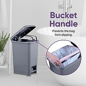 Superio Slim Trash Can with Foot Pedal – 2.5 Gallon Step-On Trash Can, Garbage Can, Small Trash Can for Bathroom, Kitchen, Office, Patio, or Backyard – Onyx Grey