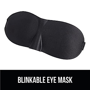 Gorilla Grip Memory Foam Travel Neck Pillow, Head Support on Airplanes, Soft Velvet, Cooling Mesh, Blinkable Eye Mask, Supportive Car Traveling, Sleeping on Long Flight, Airplane Pillows, Black