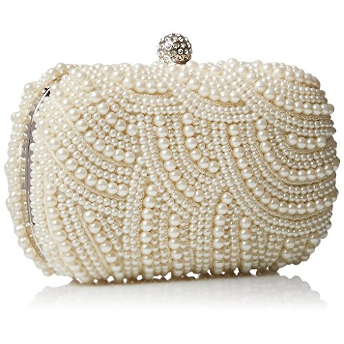 Snowskite Women's Handmade Full Pearl Bridal Evening Clutch Bag Ivory