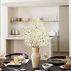 3 Bundles Artificial Fall Flowers Crown Flowers 28” Long Stem Fake Fall Flowers Faux Autumn White Flowers for Home Floral Arrangement Wedding Thanksgiving Party Table Centerpieces Decorations