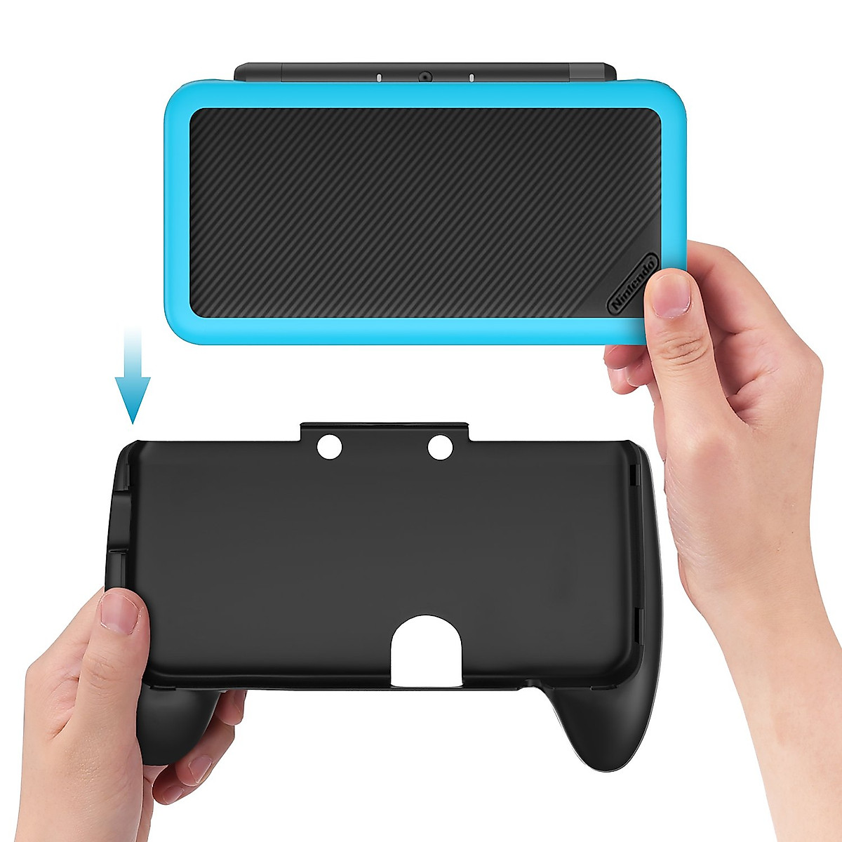 MoKo Handle Grip Compatible with Nintendo New 2DS XL, Anti-Slip Protective Grip with Stand Compatible with Nintendo New 2DS XL/LL (2017) - Black