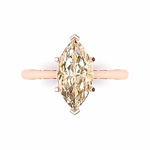 Clara Pucci 2.50 ct Marquise Cut Solitaire Natural Brown Morganite Engagement Bridal Promise Anniversary Ring 18K Rose Gold Size 10.5