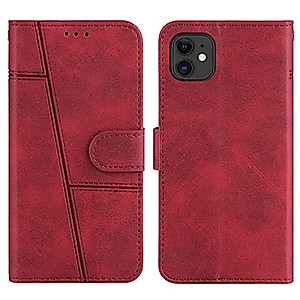 JanCalm for iPhone 12 Mini Wallet Case,[Wrist Strap][Card Holder/Cash Slots][Kickstand] Premium PU Leather Magnetic 12 Mini Phone Case Flip Cover Protective for iPhone Mini 12 Case Wallet (Red)