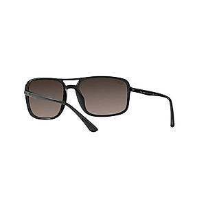 Ray-Ban RB4375 Rectangular Sunglasses, Matte Black/Polarized Grey Mirrored Grey Gradient, 60 mm
