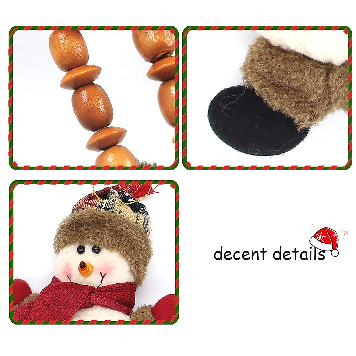 Lulu Home Christmas Tree Ornaments, Xmas Hanging Plush Decorations, 6 PCS