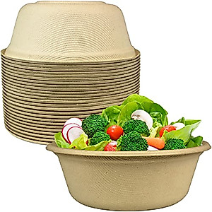 Leak-Proof, Compostable 11.5 oz Disposable Bowls 50 Pk. Sturdy, Eco Friendly, Microwave Safe Sugarcane Containers for Dinner or Dessert. Small Serving Bowl for Hot Soup, Salad, Snacks