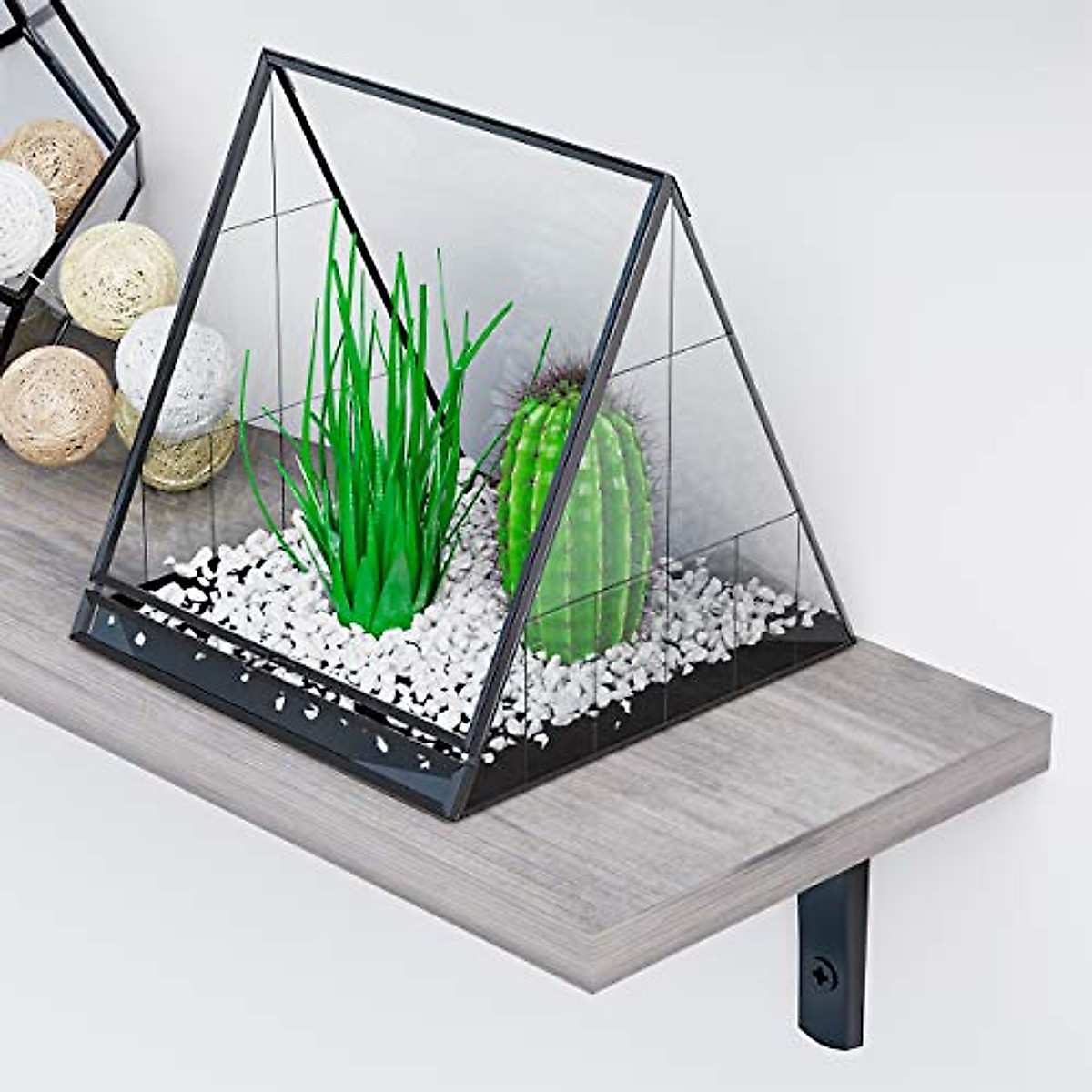 MDLUFFY Farmhouse Floating Shelves Wood Wall Mounted Storage Rack Rustic Shelf Home Office Decoration 16" L x 6" W x 0.6 D Set of 3 (Grey)