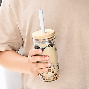 ALINK 15 inch Extra Long Silicone Straws + 2 Silicone Boba Straws 8 Smoothie Straws