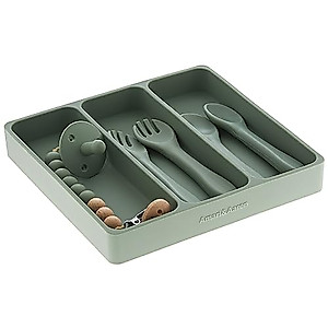 Amari&Aaren | Children Utensil Drawer Organizer Set | 6 Pcs | 100% Food Grade Silicone (SAGE)