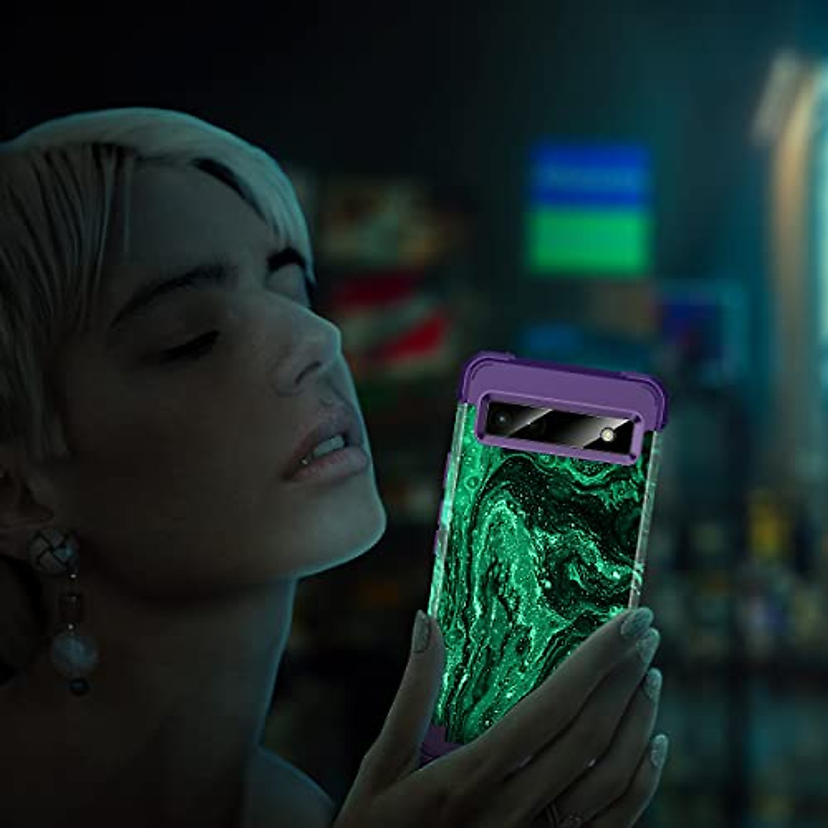 Miqala Google Pixel 6A Heavy Duty Case: Shockproof, Anti-Scratch, with 2 Tempered Glass & Camera Lens Protectors - Purple