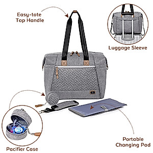 Dikaslon Diaper Bag Tote with 2 Pack Stroller Hooks, Pacifier Case and Changing Pad, Large Travel Diaper Tote for Mom and Dad, Multifunction Baby Bag for Boys and Girls