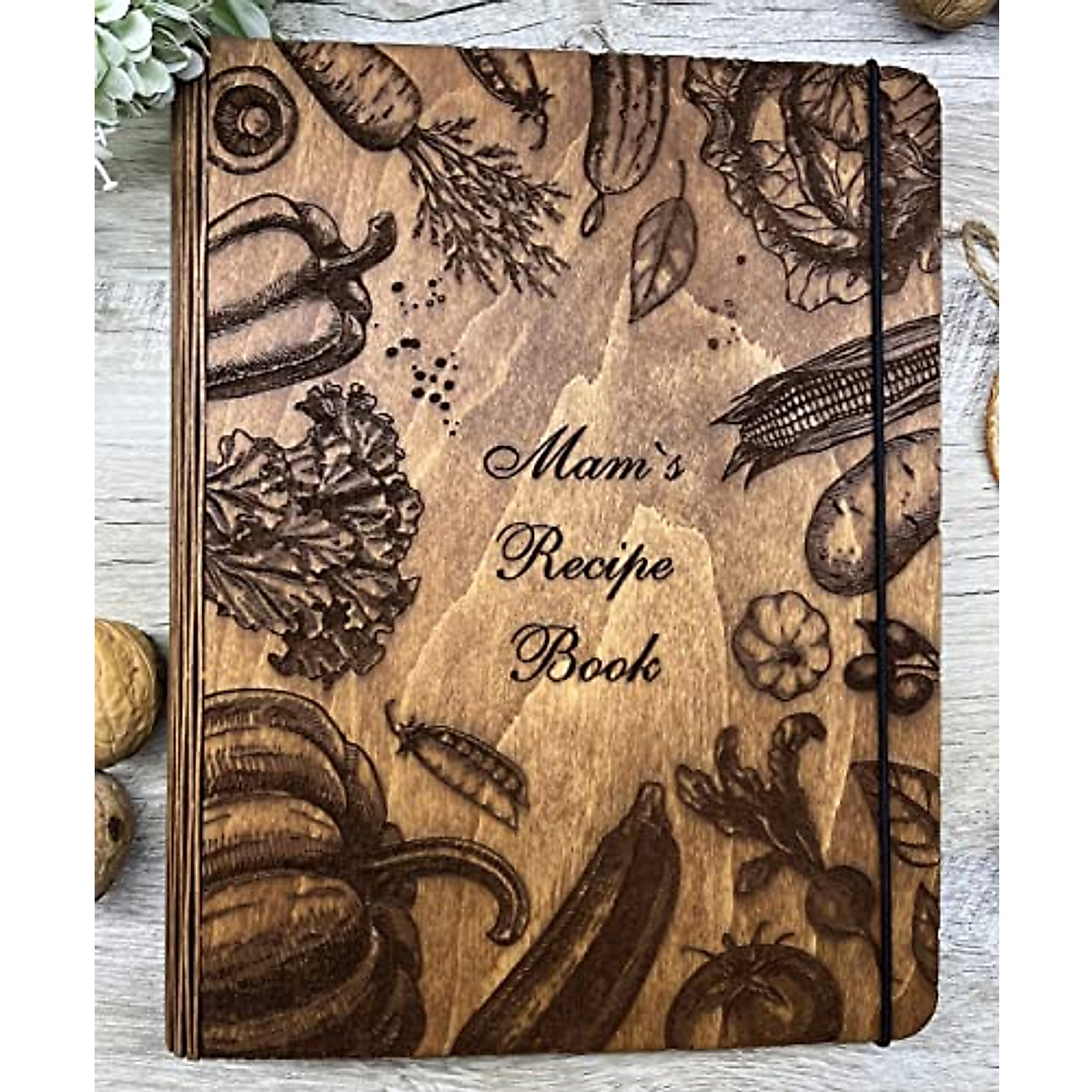 Personalized Recipe Book Wooden Cookbook Blank Recipe Binder Gift Daughter And Mom Her Custom Recipe Journal Wooden Family Book Wedding Gift (Style2)