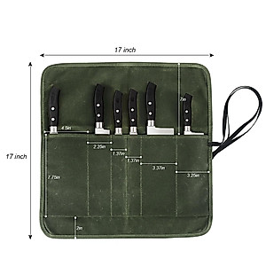 JOINDO Heavy Duty Waxed Canvas Knife Bag, Professional Chef Knife Roll Bag with 6 Slots, Knives Pouch