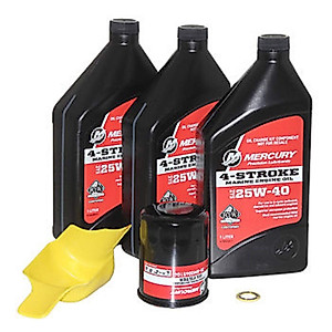 Mercury 25w-40 OEM Oil Change & Filter Kit 40-50-60hp Four Stroke Outboard 8M0081916