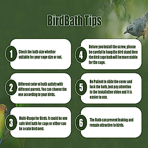 WQY GroceryShop Bird Bath for Cage, Cleaning Pet Supplies Cockatiel Bird Bathtub with Hanging Hooks for Little Bird Parrots Spacious Parakeets Portable Shower for Most Birdcage