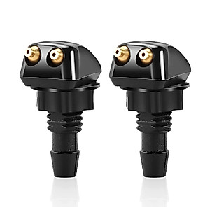 Yonput 2 PCS Front Windshield Washer Nozzle, Universal Car Front Windshield Wiper Washer Sprayer Nozzle Replacement for Ford Honda Chrysler Subaru BMW Buick Chevrolet Dodge (Black)