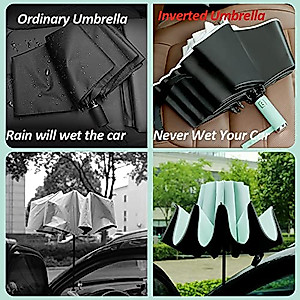 BAODINI Inverted UV Protection Umbrella for Rain and Sun Medium Size 46 inch arc Canopy UPF 50+ Rverse Compact Umbrella Auto Open Close for Travel