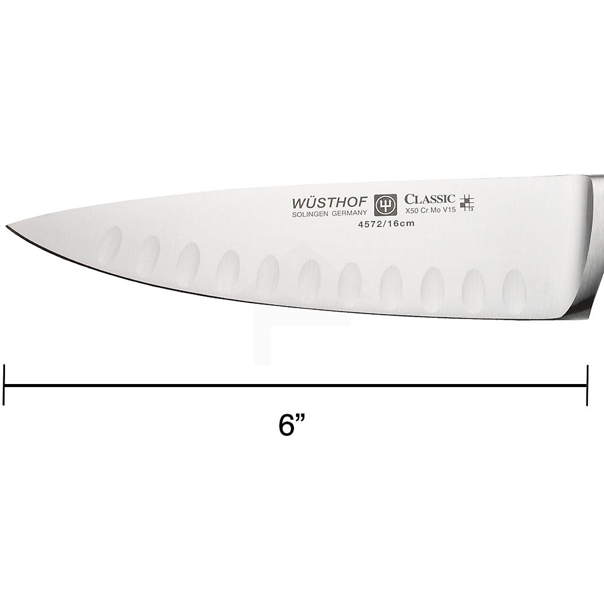 Wusthof Classic High Carbon Steel Knife Hollow Edge Cook's Knife, 6 Inch