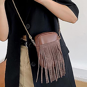 Satchel Bags for Women Crossbody Leather Shoulder Classic Small Capacity Leather Messenger Bag Chain Strap Clutch Bags, Brown