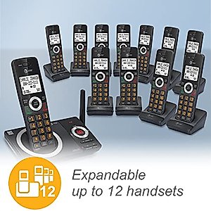 AT&T CL82219 DECT 6.0 2-Handset Cordless Phone for Home with Answering Machine, Call Blocking, Caller ID Announcer, Intercom and Long Range, Black