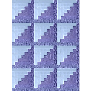 Purples and White Log Cabin Block Kit - Makes a 42 x 56 Quilt Top Only