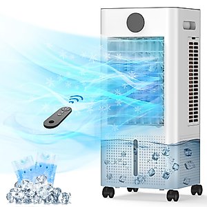 Windowless Portable Air Conditioner, 12H Timer & 2-Gal Tank, 3-IN-1 Portable AC Unit with Remote, 75°Oscillation, 3 Modes & 3 Speeds, Ultra-Quiet 24" Ventless Swamp Cooler for Room Home Office
