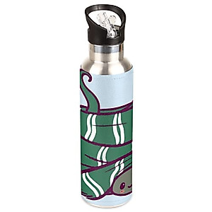 DJYQBFA Funny Snake Animal Scarf Water Bottle Modern BPA Free Water Bottles Vacuum Insulated Stainless Steel Water Bottle with Straw for Gym Travel Hiking, 600ml