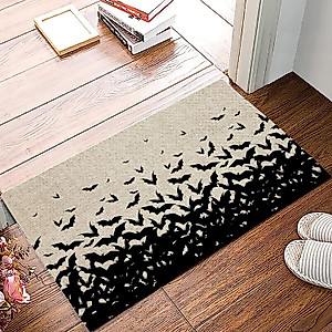 Door Mat for Bedroom Decor, Halloween Bats Floor Mats, Holiday Rugs for Living Room, Absorbent Non-Slip Bathroom Rugs Home Decor Kitchen Mat Area Rug 18x30 Inch