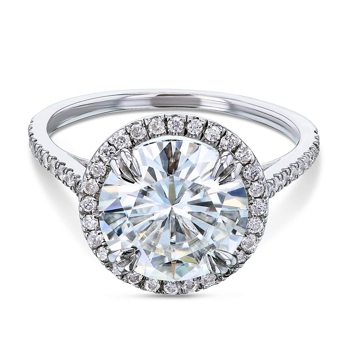 Kobelli Round-cut Moissanite Engagement Ring 3 1/3 CTW 14k White Gold (9.5mm), Size 4, White Gold