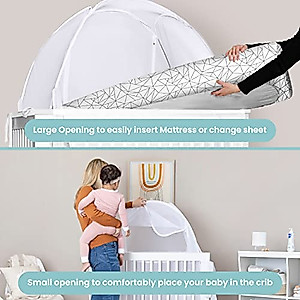 Pro Baby Safety Pop Up Crib Tent, Fine Mesh Crib Netting Cover to Keep Baby from Climbing Out, Falls and Mosquito Bites, Safety Net, Canopy Netting Cover - Sturdy & Stylish Infant Crib Topper