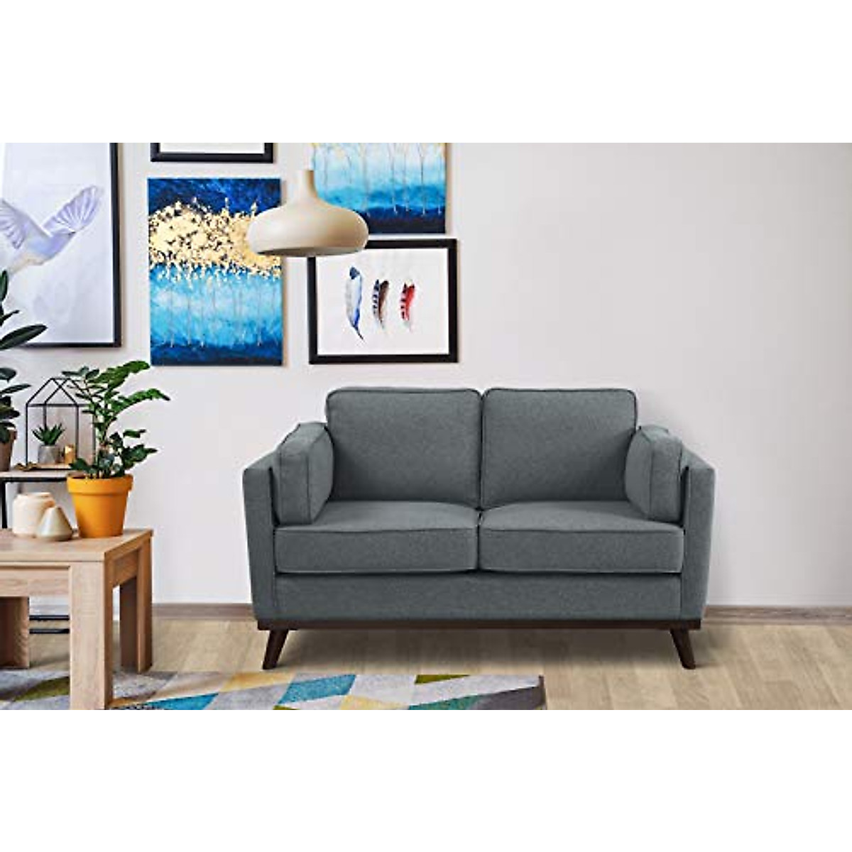 Lexicon Averi Textured Fabric Love Seat, 62" W, Gray