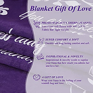 mami home Best Nana Ever Blanket Gift - Wonderful Blankets for Granny with Thick Double Layered Fleece and Sherpa Blanket Fabric | Wholesome I Love You Nana Gifts from Grandchildren Purple 50x60
