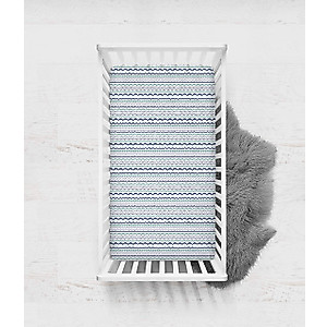 Bacati - 2 Pack NOAH Tribal Boys 100% Cotton Soft Breathable Percale Universal Baby US Standard Crib or Toddler Bed Fitted Sheets (Garland, Mint Navy)